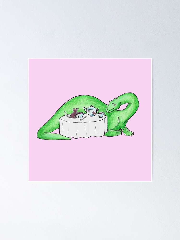 "Dinosaur Rat Tea Party" Poster by maryk8-art | Redbubble