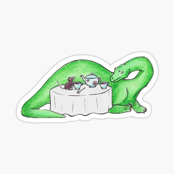"Dinosaur Rat Tea Party" Sticker for Sale by maryk8-art | Redbubble