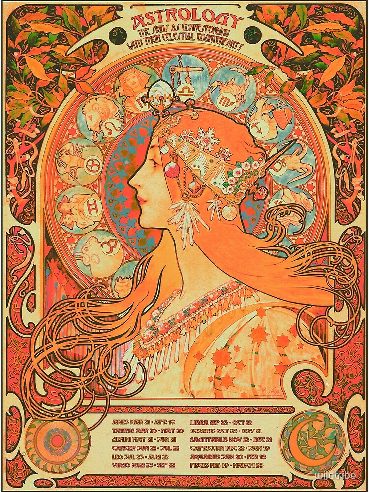 "70's Vintage Astrology Poster | Alphonse Mucha " Poster for Sale by ...