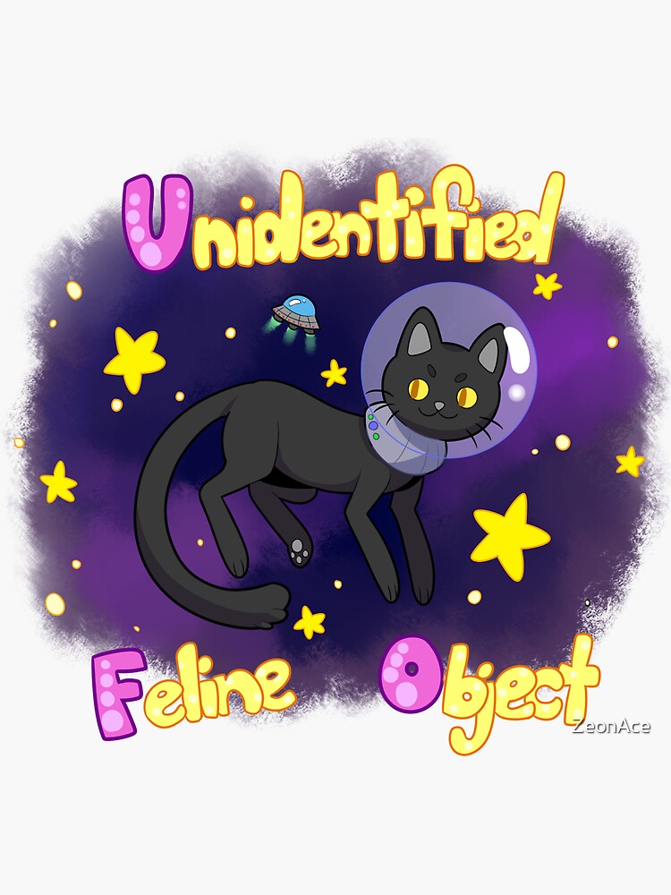 "Unidentified Feline Object - UFOcat (Black)" Sticker for Sale by ...