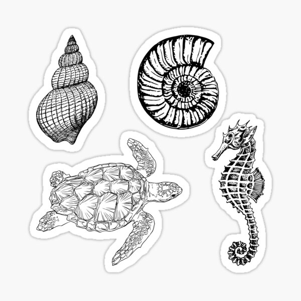 "Ocean Drawings Sticker Pack" Sticker by Kindology | Redbubble