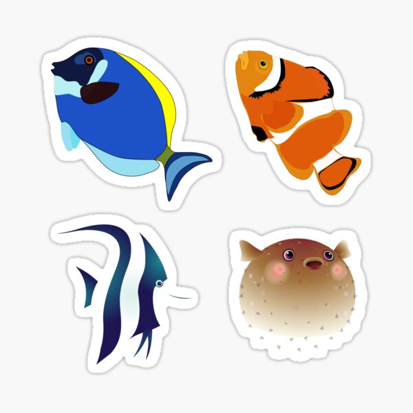 "Cute Fish Sticker Pack" Sticker by Kindology | Redbubble