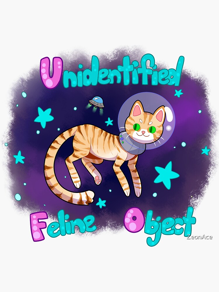 "Unidentified Feline Object - UFOcat (Tabby)" Sticker by ZeonAce ...