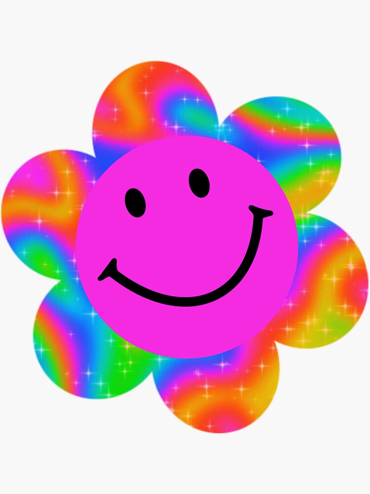 "Indie pink Smiley Flower" Sticker by IslaC38 | Redbubble