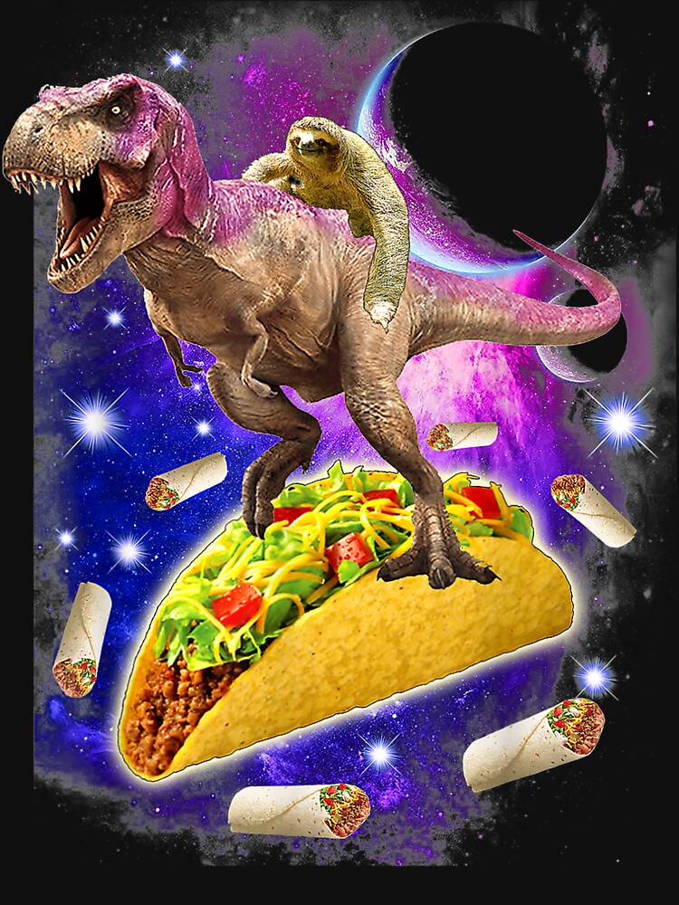 "Sloth Riding T-Rex Dinosaur And Taco Burrito Food-Sloth" Lightweight ...
