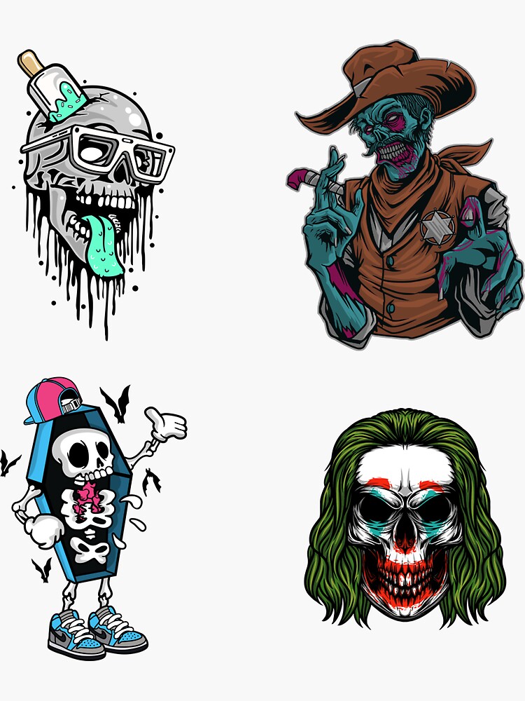 "Skull sticker set" Sticker by PatternSquare | Redbubble