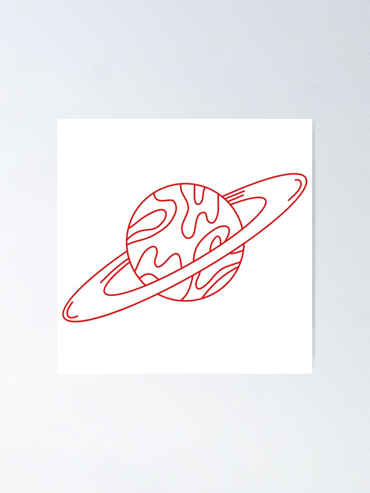 "red saturn outline" Poster by charlyjovic | Redbubble