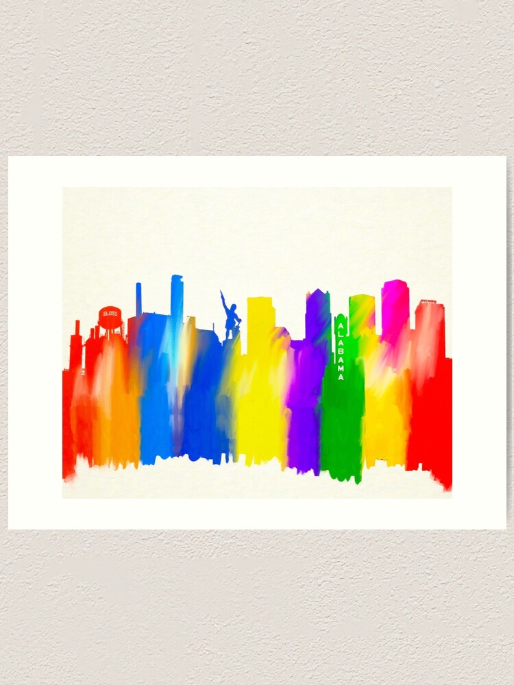 "Colorful Birmingham Alabama Skyline Art" Art Print by marksda1 | Redbubble