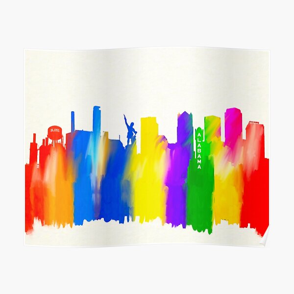 "Colorful Birmingham Alabama Skyline Art" Poster for Sale by marksda1 ...