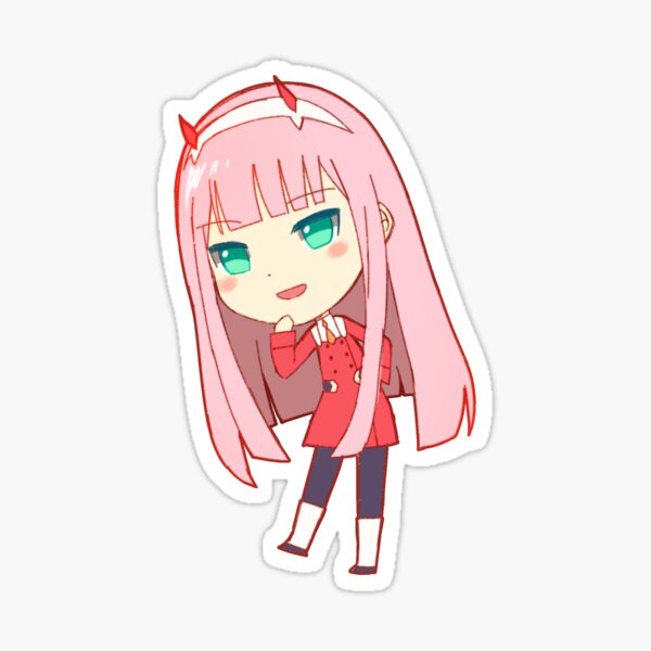 "Darling in the Franxx Zero Two 002 Waifu Chibi Doodle" Sticker by ...
