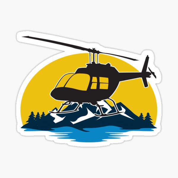 "Black helicopter Mountain sunset sticker" Sticker for Sale by ...