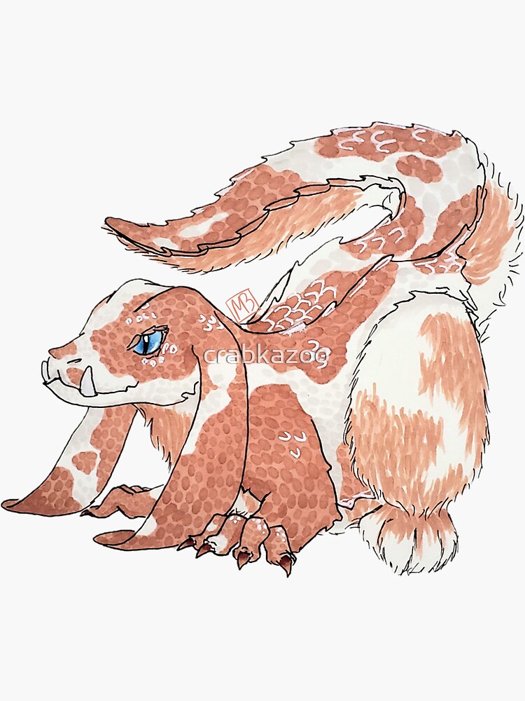 "brown and white spots baby rabbit crocodile dragon hybrid" Sticker for ...