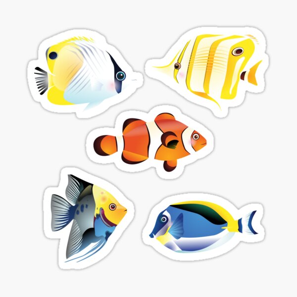 "Ocean Fish Sticker Pack" Sticker for Sale by Dogily | Redbubble