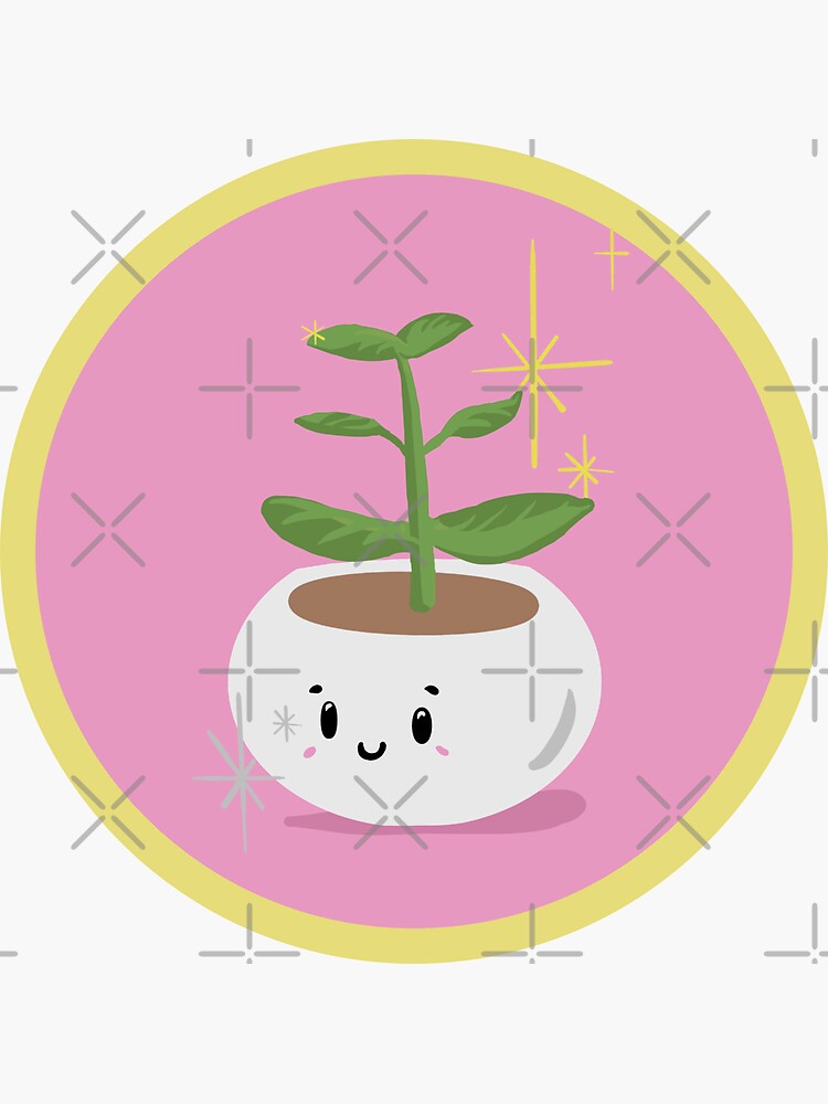 "Happy Potted Plant Sticker" Sticker for Sale by turtlebundraws | Redbubble