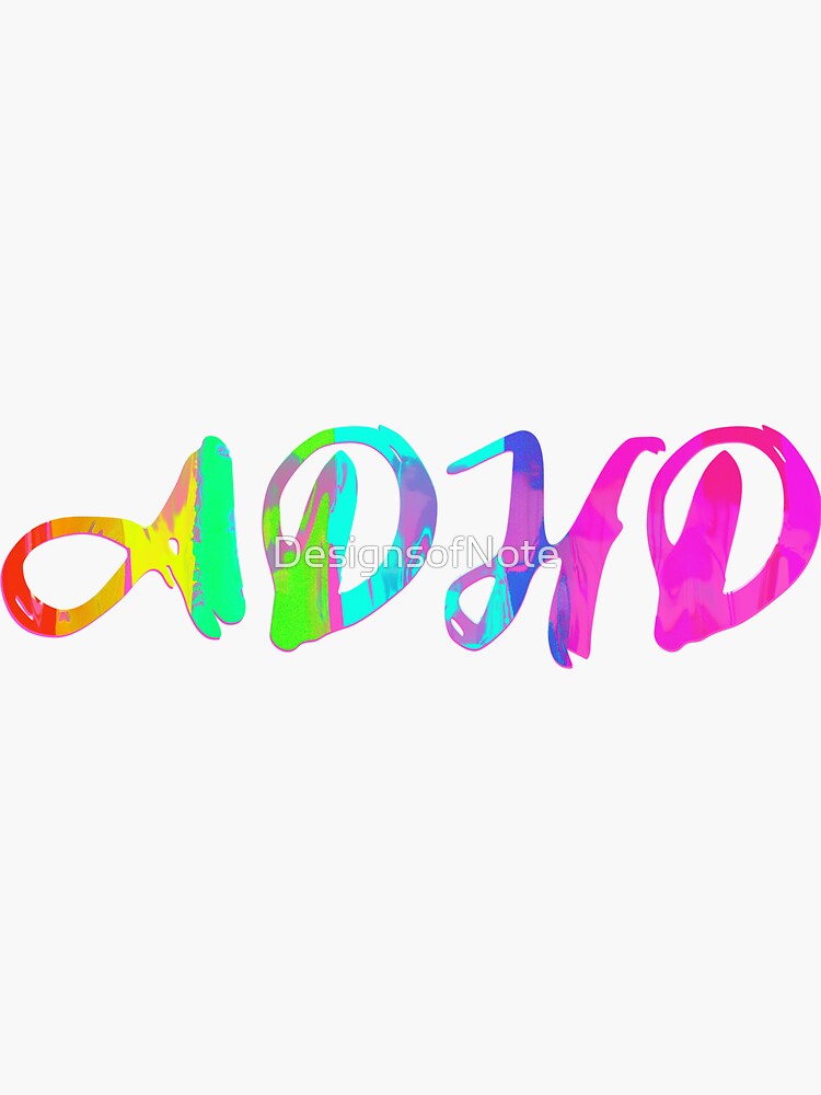 "ADHD Rainbow Paint Text " Sticker for Sale by DesignsofNote | Redbubble