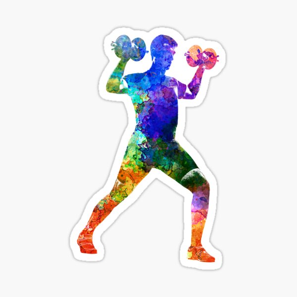 "Man exercising weight training" Sticker for Sale by paulrommer | Redbubble