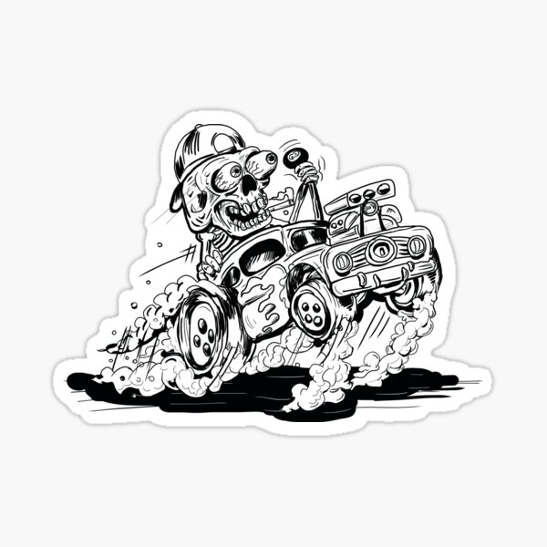 "Coffin Dodger Hot Rod Skeleton for Big Daddy " Sticker for Sale by ...
