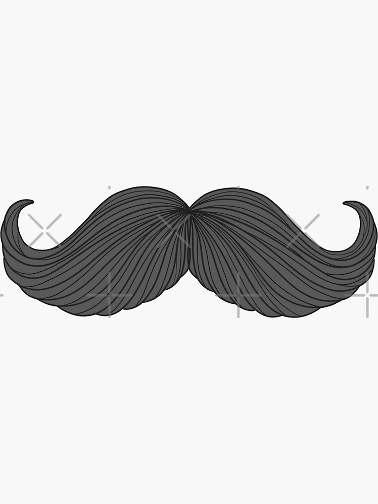 "Movember Handlebar Mustache - Grey" Sticker by fishytan | Redbubble