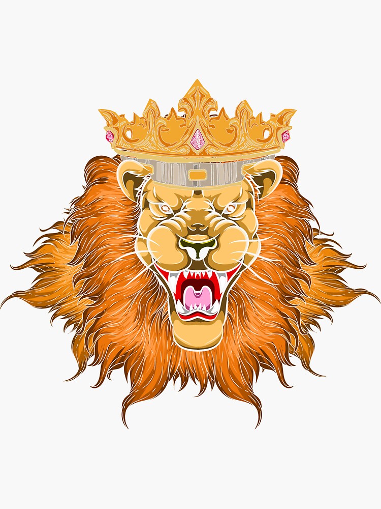 Pegatina «León enojado Corona Rey León» de bestshirtdesign | Redbubble