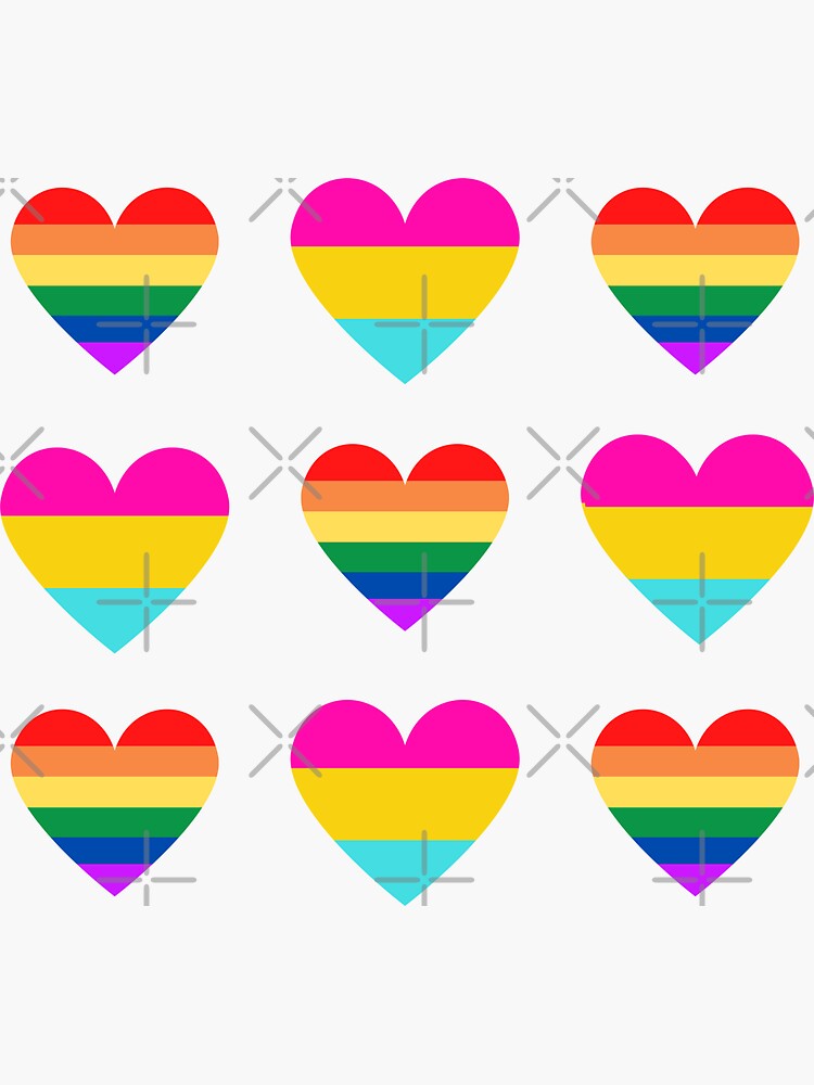 "Pride Flag Heart & Pansexual Flag Heart Pack" Sticker by ...