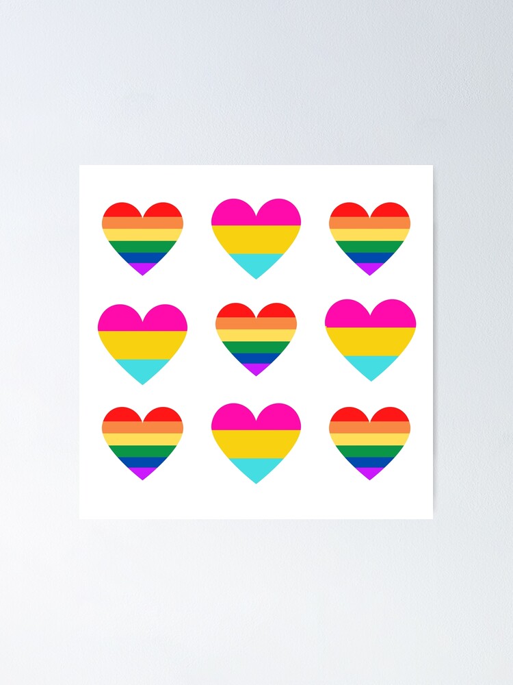 "Pride Flag Heart & Pansexual Flag Heart Pack" Poster by ...