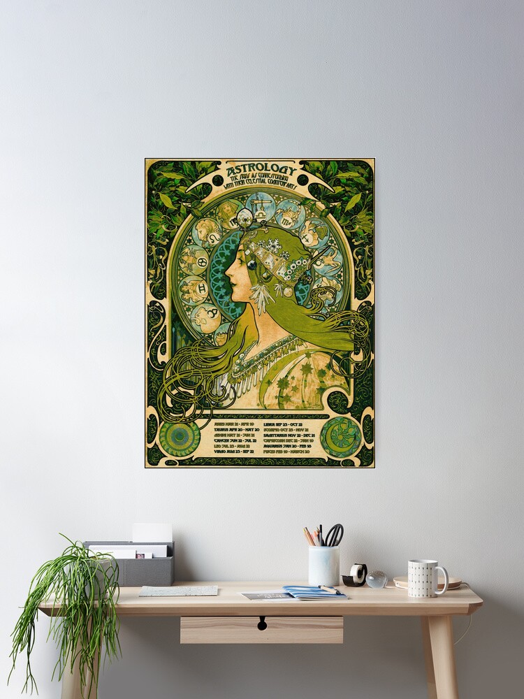 Poster for Sale avec l'œuvre « Affiche vintage d'astrologie verte ...