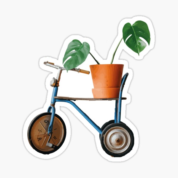 "Monstera on the tricycle" Sticker by MrKota | Redbubble