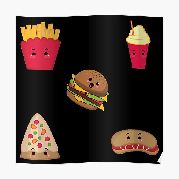 "Cute fast food sticker pack" Poster for Sale by Figureme | Redbubble