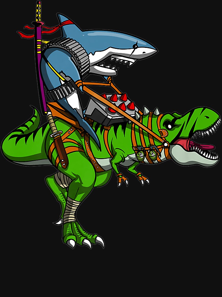 "Shark Pirate Ninja Samurai Riding T-Rex Dinosaur Boys Kids Premium" T ...