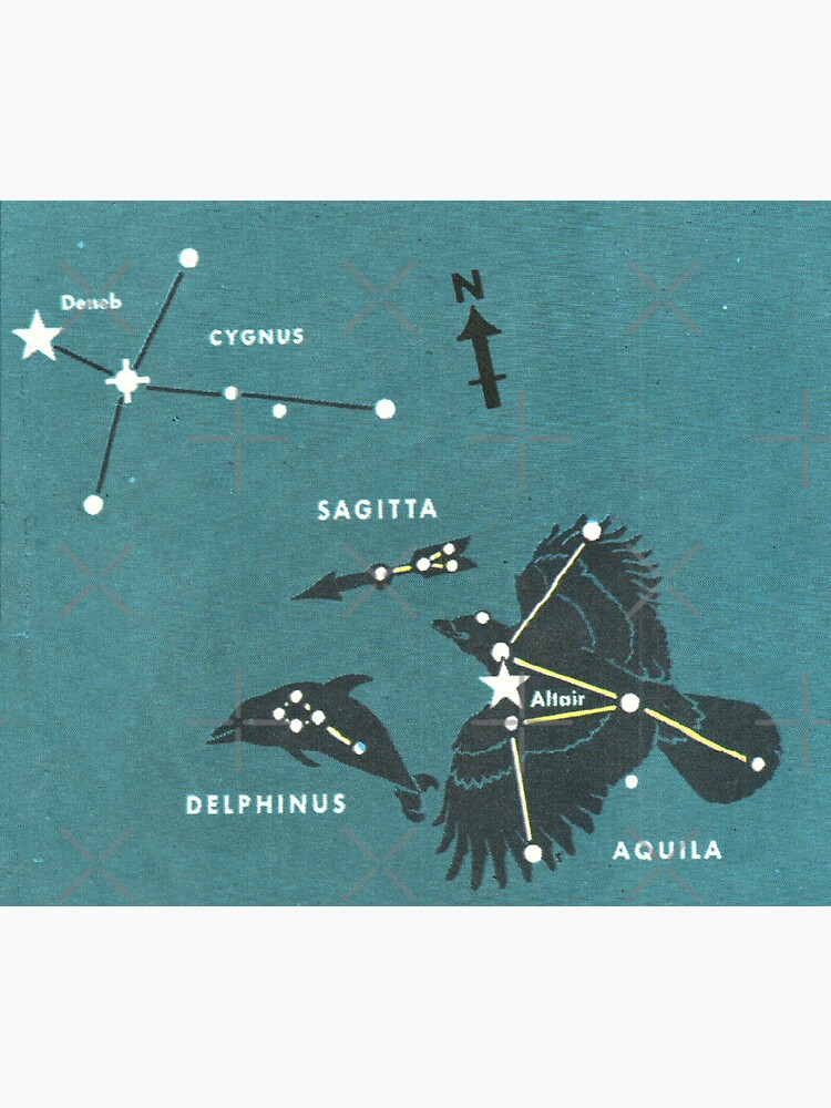 "Delphinus Dolphin Constellation - Vintage Retro Star Map" Sticker for ...