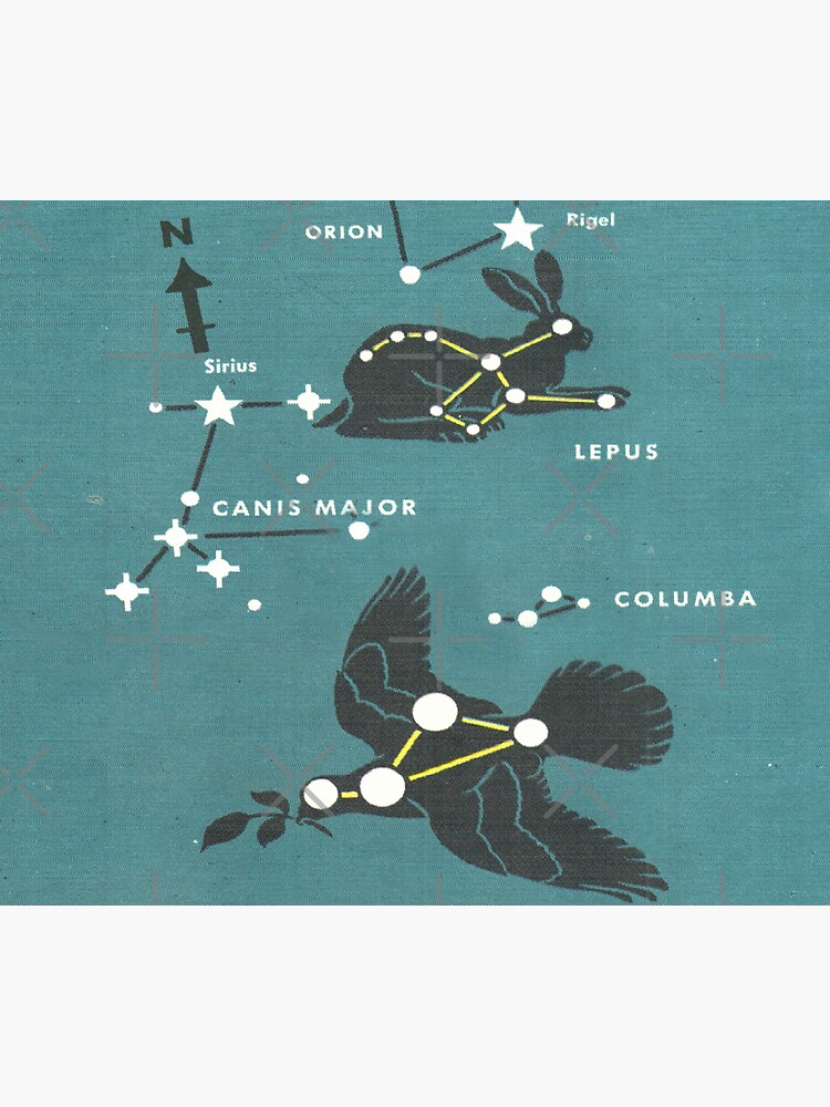 "Lepus Rabbit Constellation - Vintage Retro Star Map" Sticker for Sale ...