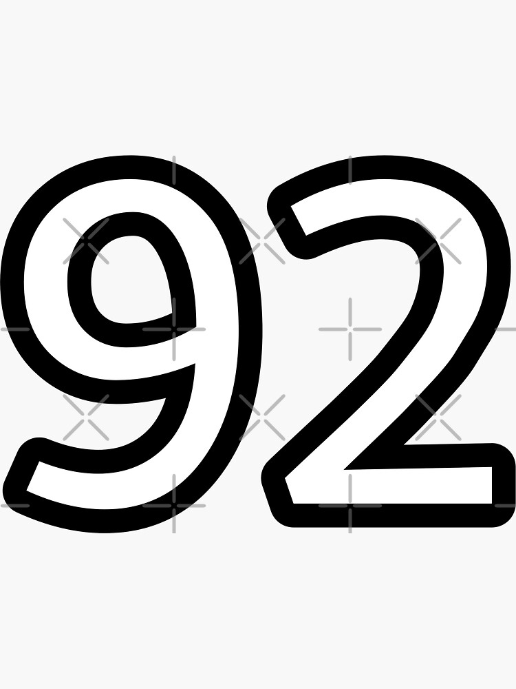 "Number 92 jersey Minimal" Sticker for Sale by Impressions94 | Redbubble