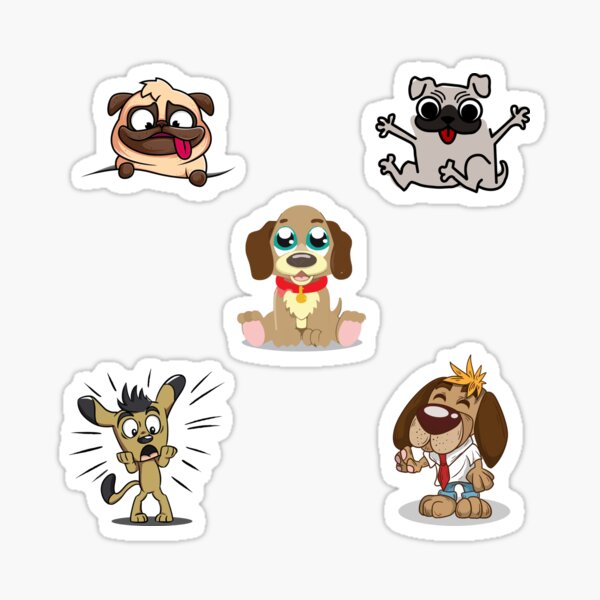Pegatina «Paquete de pegatinas de dibujos animados lindo perro Kawaii ...