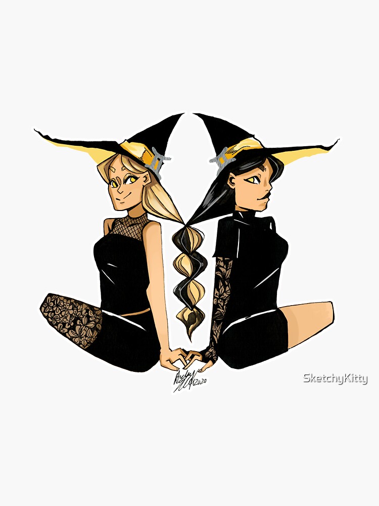 "Gemini Witches " Sticker for Sale by SketchyKitty | Redbubble