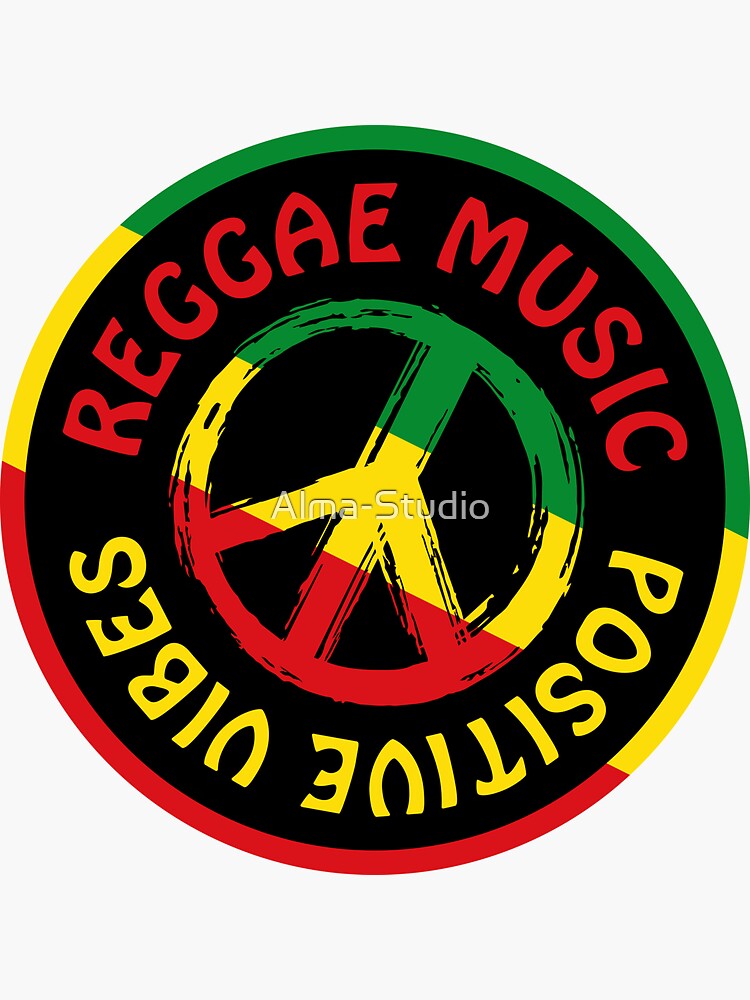 "Reggae Music Positive Vibes Peace Symbol" Sticker for Sale by Alma ...