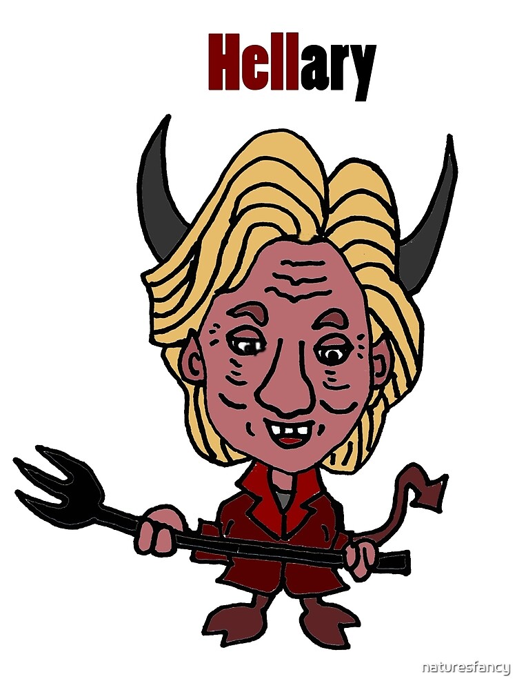 "Funny Cool Hillary Clinton as Devil Cartoon" by naturesfancy | Redbubble