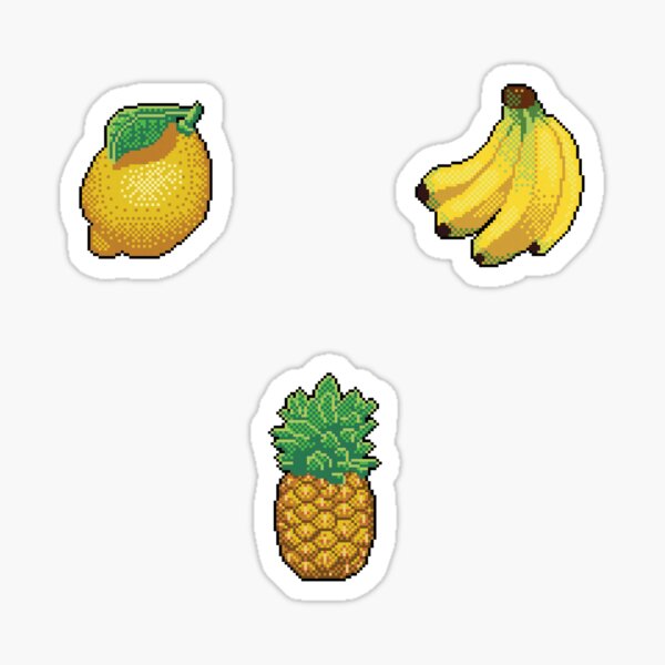 "Pixel Yellow fruits sticker set" Sticker by skywaker | Redbubble