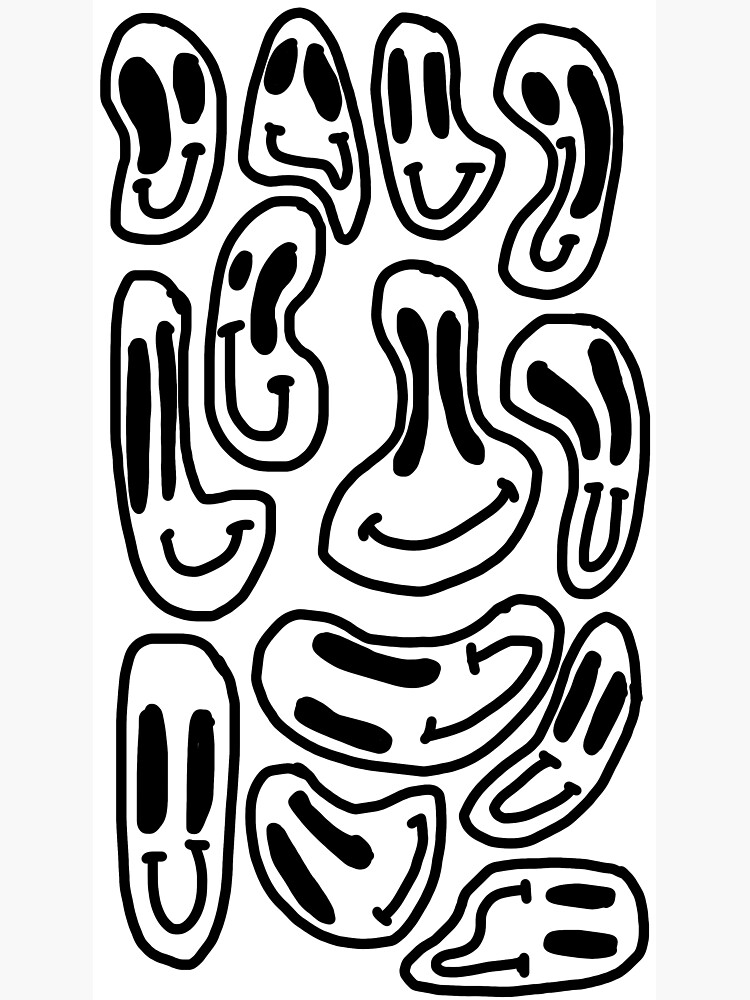 "distorted smiley faces (white)" Sticker for Sale by txckyzee | Redbubble