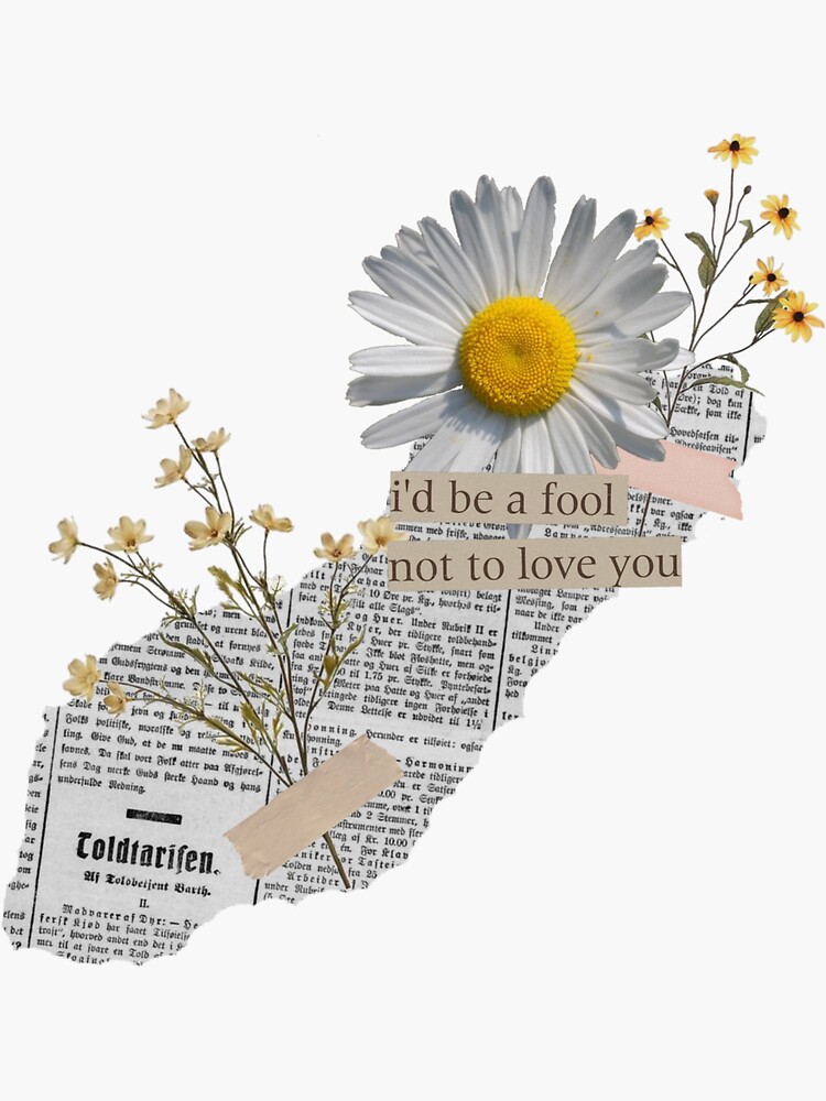 "Daisies meet a newspaper article" Sticker by ButterflyPink | Redbubble
