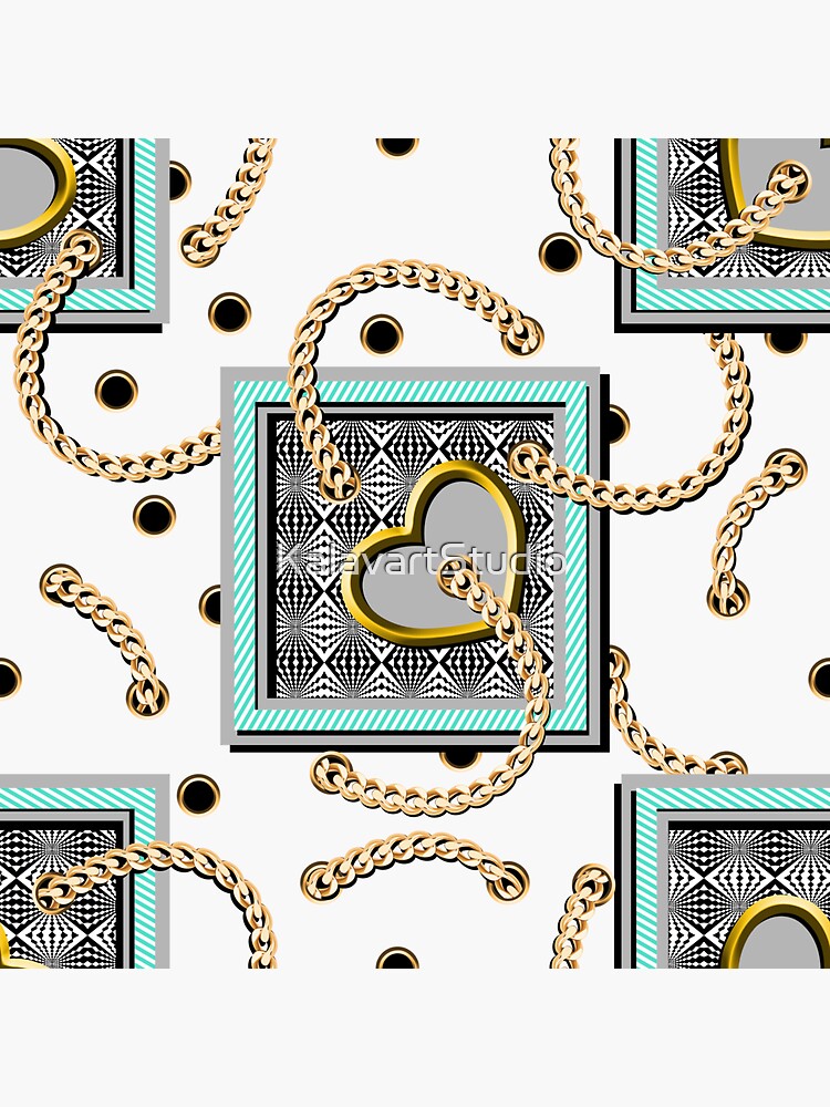 "Gold hearts and chains" Sticker for Sale by KalavartStudio | Redbubble