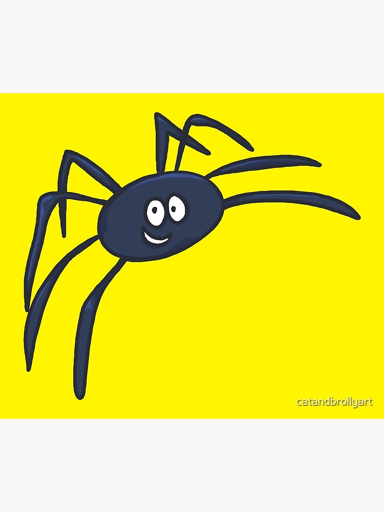 "Jolly Blue Spider - Yellow Background" Poster by catandbrollyart ...