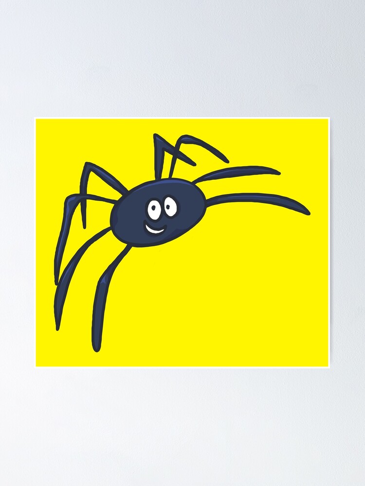 "Jolly Blue Spider - Yellow Background" Poster by catandbrollyart ...