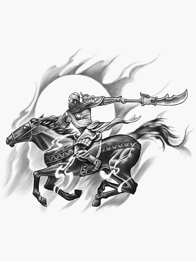 "Guan Yu Chinese Warrior Riding a Horse" Sticker for Sale by Tyler Rosso | Redbubble