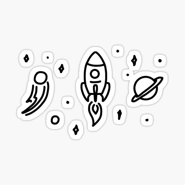 "Rocket in Space Doodle Sticker Pack" Sticker by bassoongirl123 | Redbubble