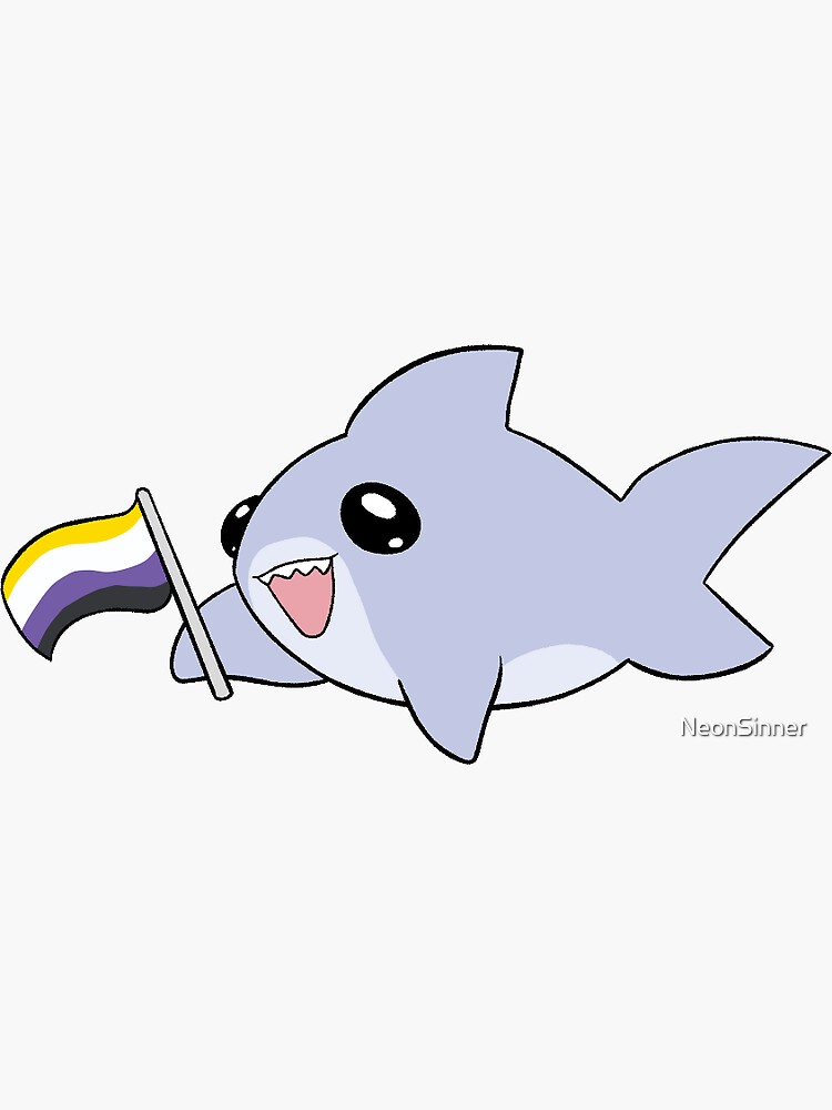 "Nonbinary Pride Shark" Sticker for Sale by NeonSinner | Redbubble