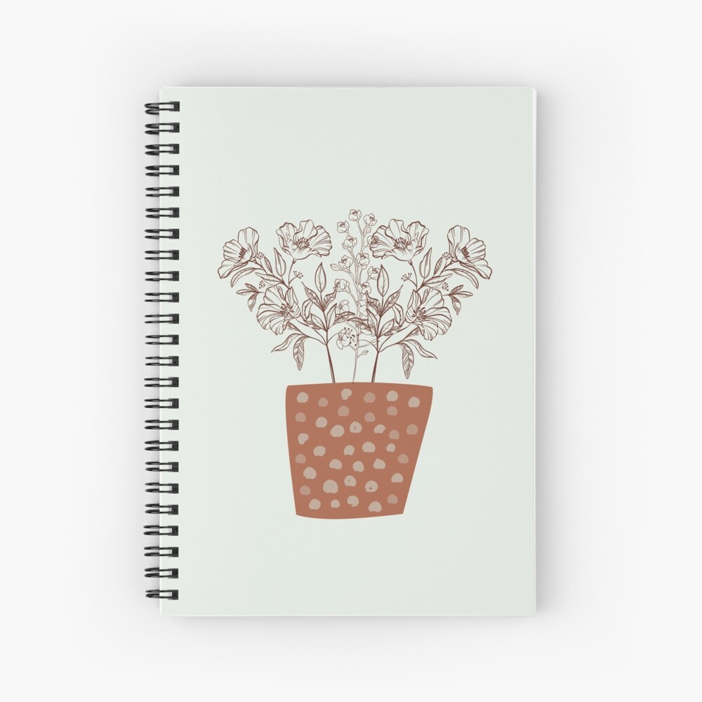 " Flower Vase Abstract Shapes Earth Toned Neutral Boho Design" Spiral ...