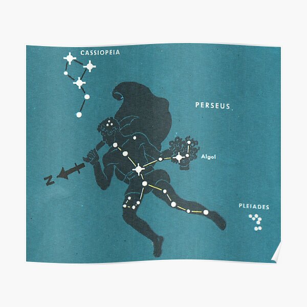 "Perseus Constellation - Vintage Retro Star Map" Poster for Sale by ...