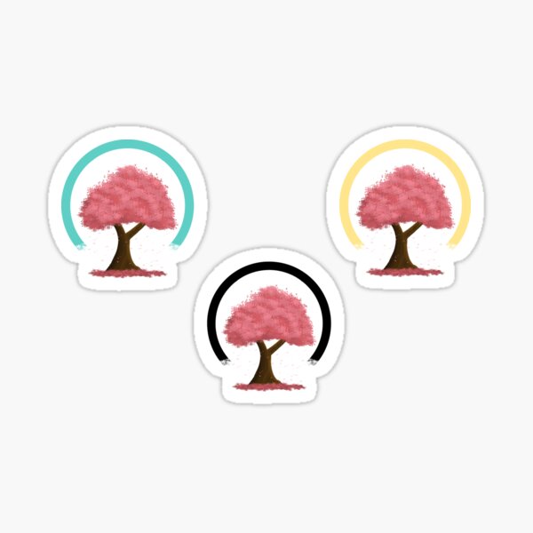 "Simple Cherry Blossom Tree Sticker Pack With Falling Leaves" Sticker ...