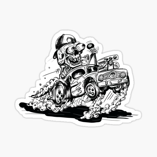 "Black and white Textured Coffin Dodger Hot Rod Skeleton for Big Daddy ...