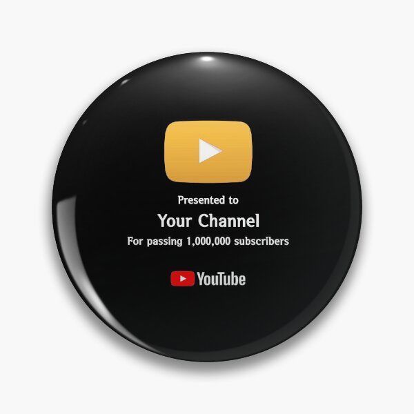 "Youtuber, Youtube Gold button Million subscribers (Custom Text)" Pin ...